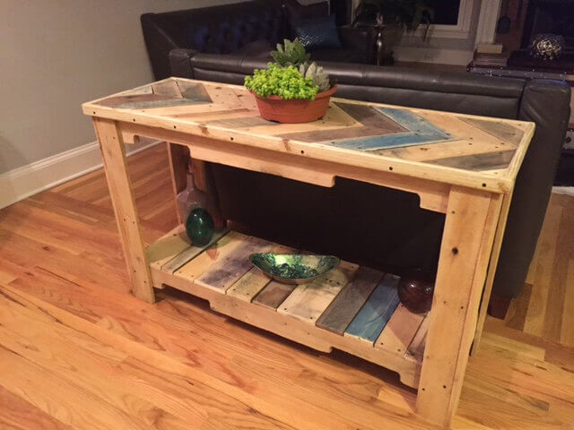 Wood Pallet Reclaimed Sofa Table - 101 Pallets